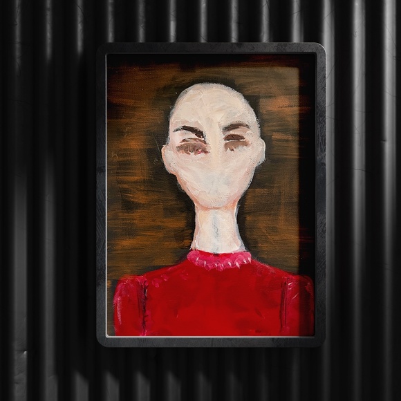 Art | Silenced Lady In Red Faceless Collection 8x1 Acrylic Abstract Art ...